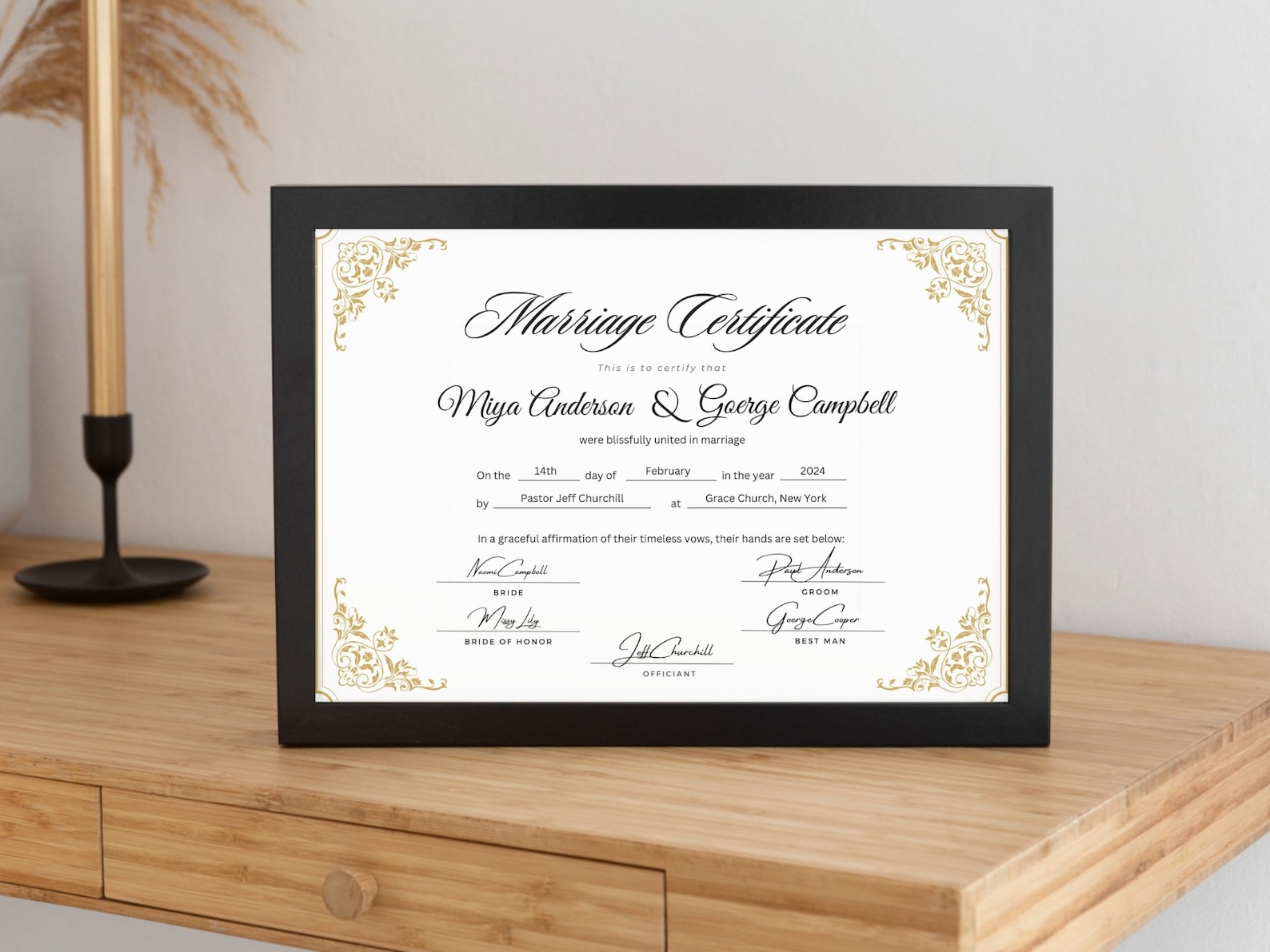 Editable Marriage Certificate Template, Printable Certificate of ...