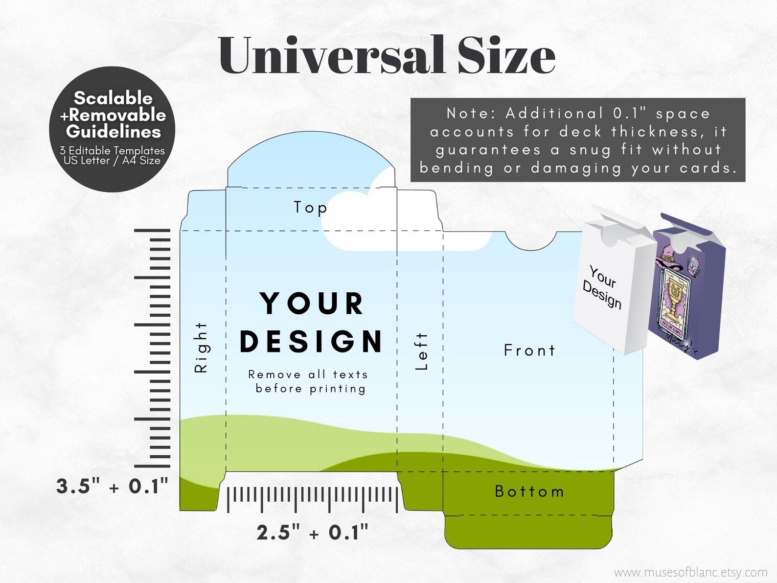 Drag and Drop Playing Cards Box Template, Custom Blank Tuck Box ...