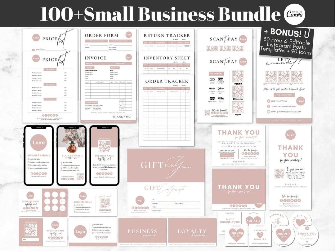 Editable Small Business Bundle Thank You Card Template Gift - Etsy