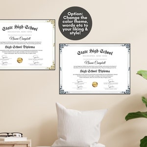 Editable High School Diploma Certificate Template, Printable Diploma ...