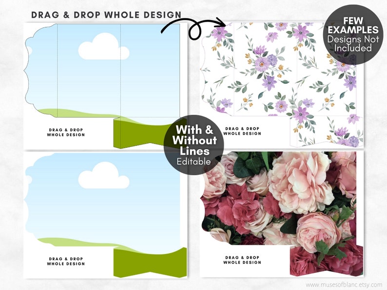 Drag and Drop Trifold Pocket Envelope Template, Printable 4x6 Tri Fold ...