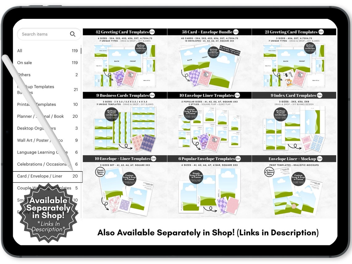 DIY Printable Envelope Template, Custom Envelope Liner Templates, A1 A2 ...