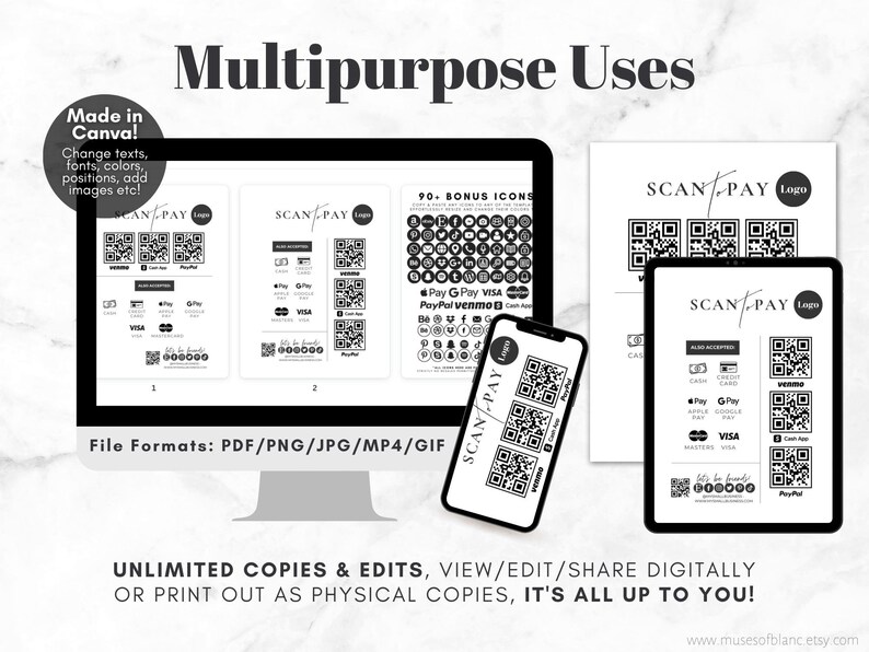 Editable Scan to Pay Templates Thank You Scan to Pay Sign QR - Etsy