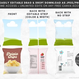 Editable Chip Bag Mockup Template, Drag and Drop Chip Bag Template ...