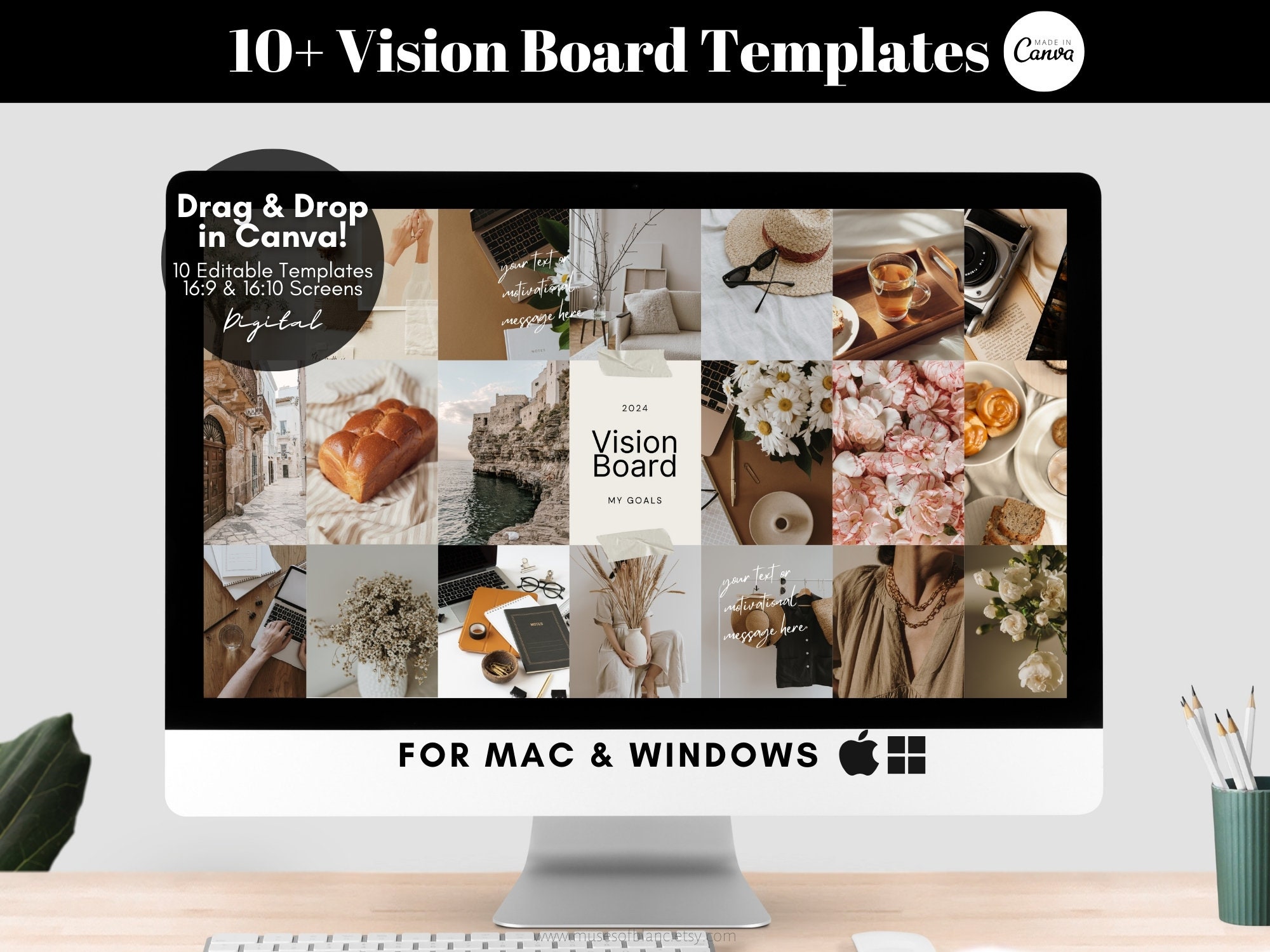 Editable Digital Vision Board Template, Custom Photo Collage Vision ...