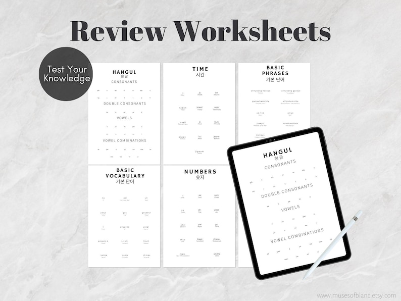 Learn Korean Beginner Workbook, Hangul Chart Korean Learning Workbook ...