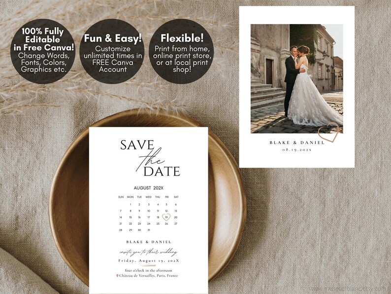 Editable Save the Date Invite Card Editable Wedding - Etsy
