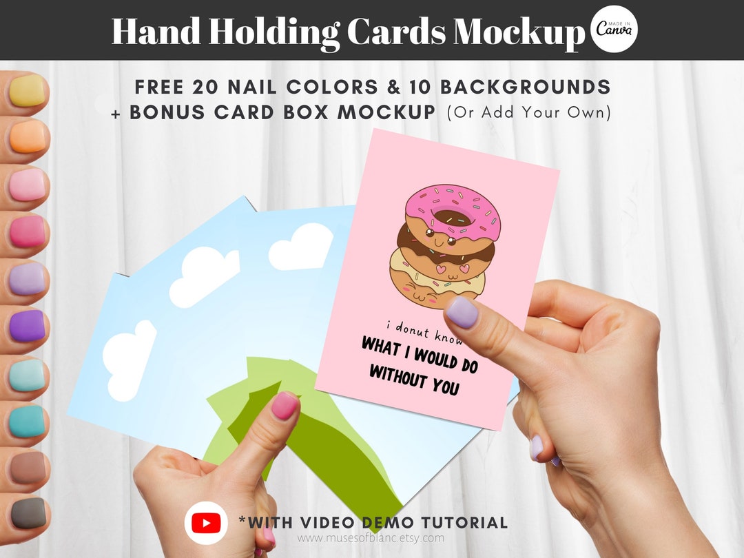 Editable Hand Holding Cards Mockup Template, Greeting Cards Mockup ...