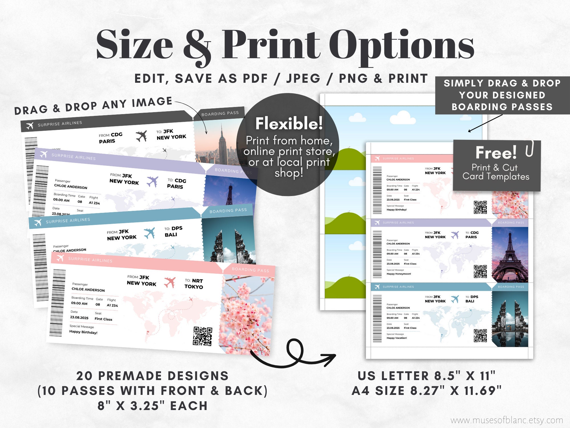 Editable Boarding Pass Template, Custom Boarding Pass Gift, Printable ...