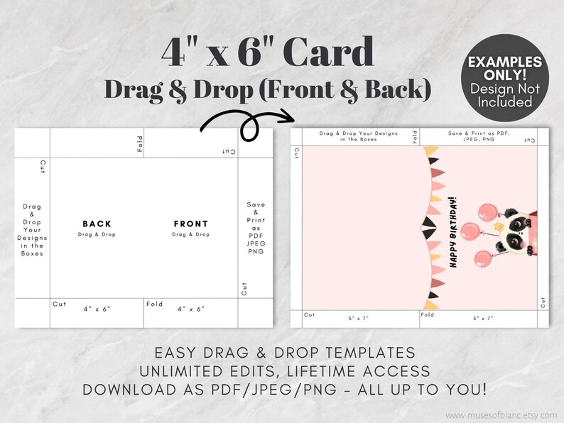 Drag and Drop Greeting Card Templates A6 Printable Envelope - Etsy