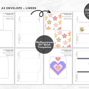 DIY Printable Envelope Template, Custom Envelope Liner Templates, A1 A2 ...