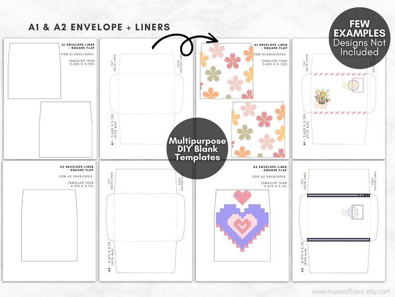 DIY Printable Envelope Template, Custom Envelope Liner Templates, A1 A2 ...