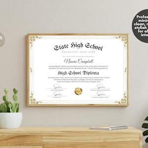 Editable High School Diploma Certificate Template, Printable Diploma ...