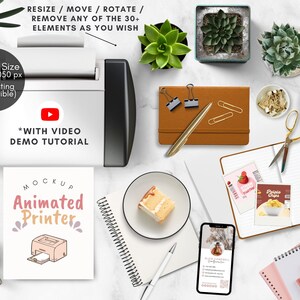 Animated Printer Mockup, Custom Mockup for Printable Sheet Paper Mockup ...