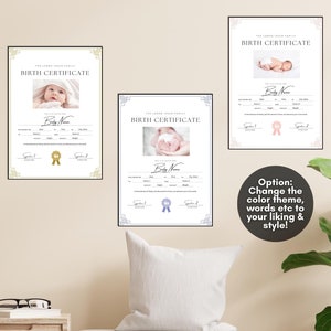 Editable Certificate of Birth Certificate Template, Printable Birth ...