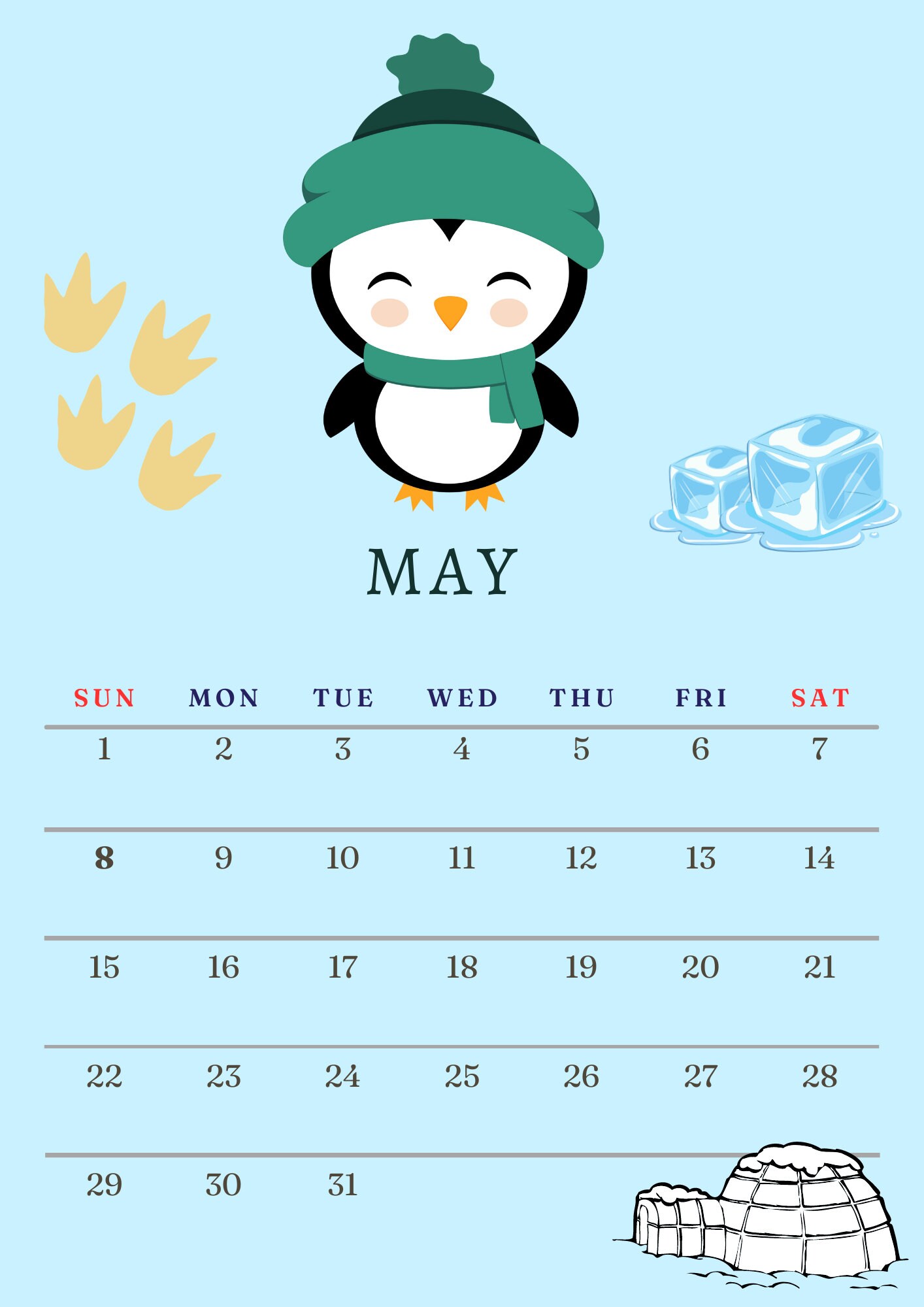 Printable Zoo Calendar/kids Calendar/animals/colorful/printable - Etsy