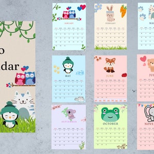Printable Zoo Calendar/kids Calendar/animals/colorful/printable - Etsy