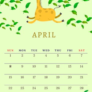 Printable Zoo Calendar/kids Calendar/animals/colorful/printable - Etsy