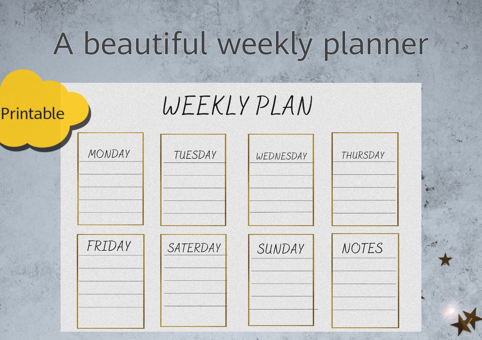 Weekly Planner, Simple Planner, Horizontal Printable Planner Pages, PDF ...
