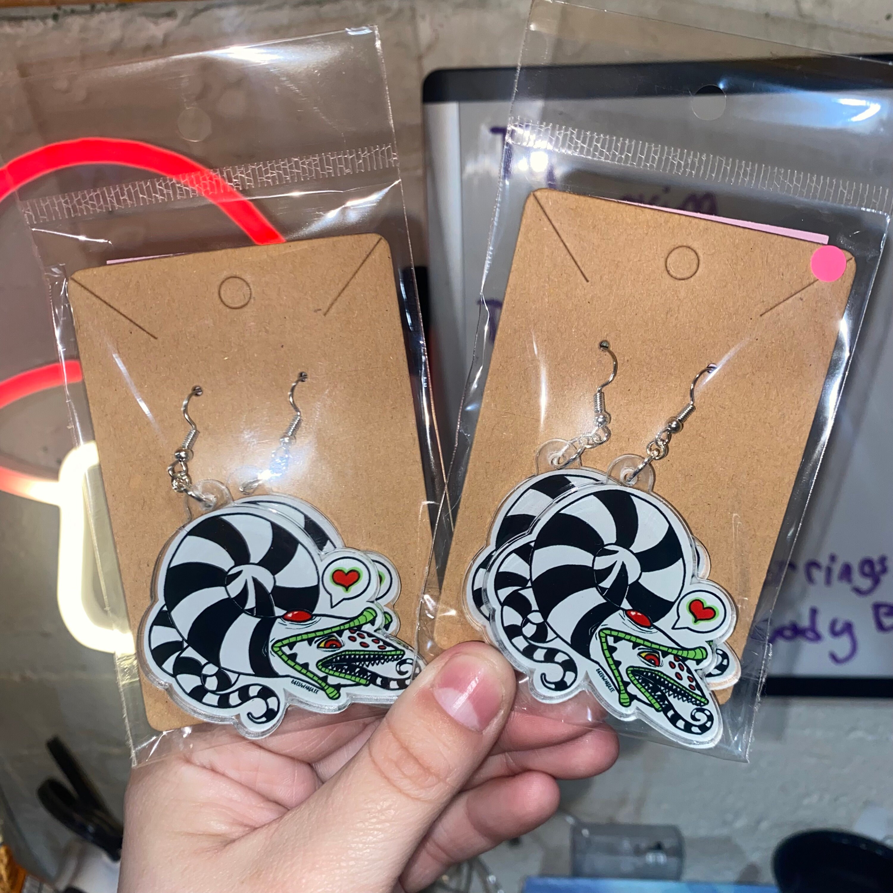 Beetlejuice Sandworm Acrylic Charm Earrings - Etsy