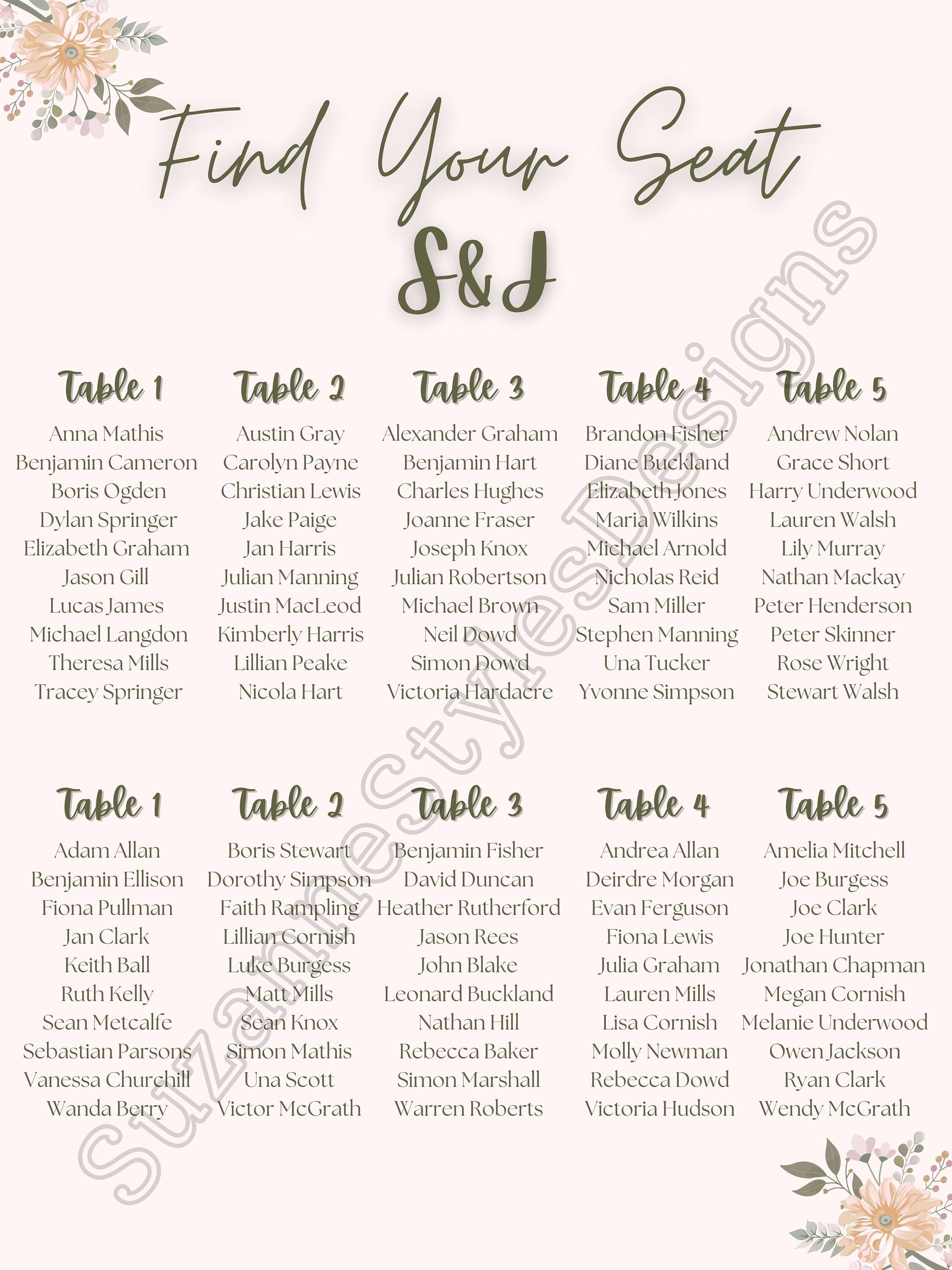 Seating Chart - Etsy
