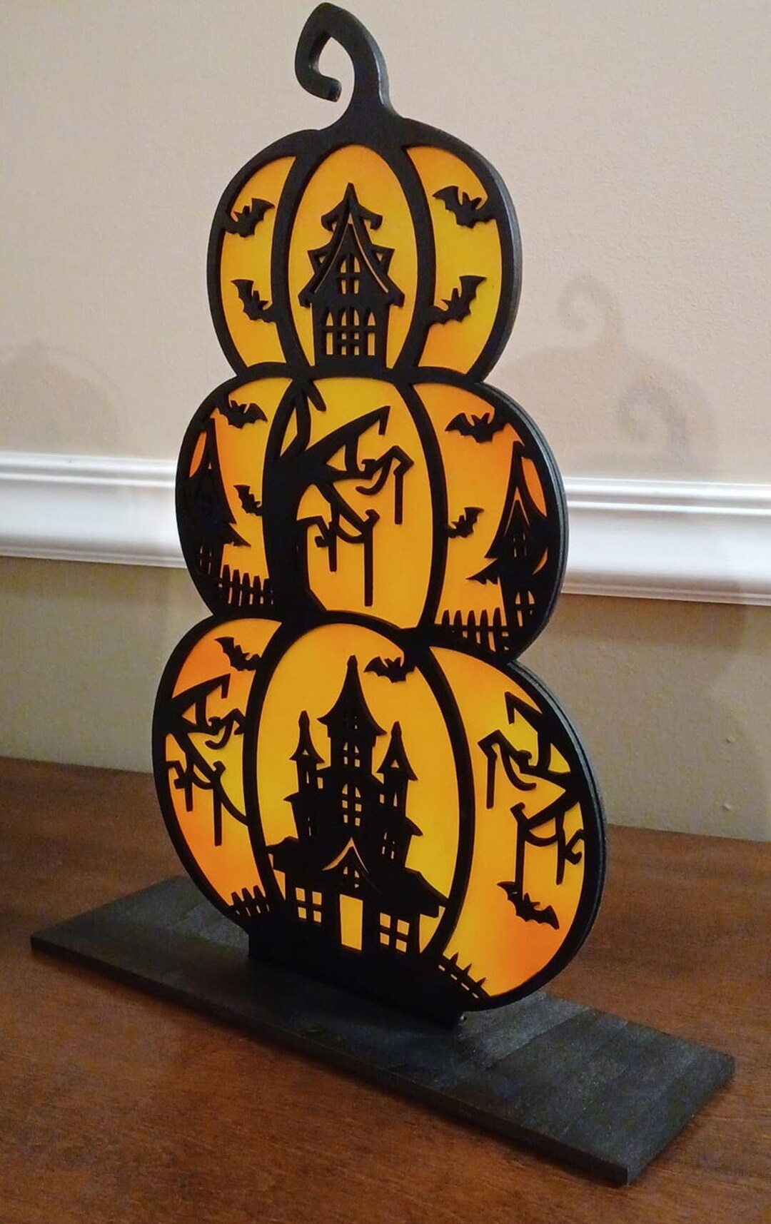 Halloween Wooden BOO Desk Decor With Base Pumpkin Decor,3d Hollow ...