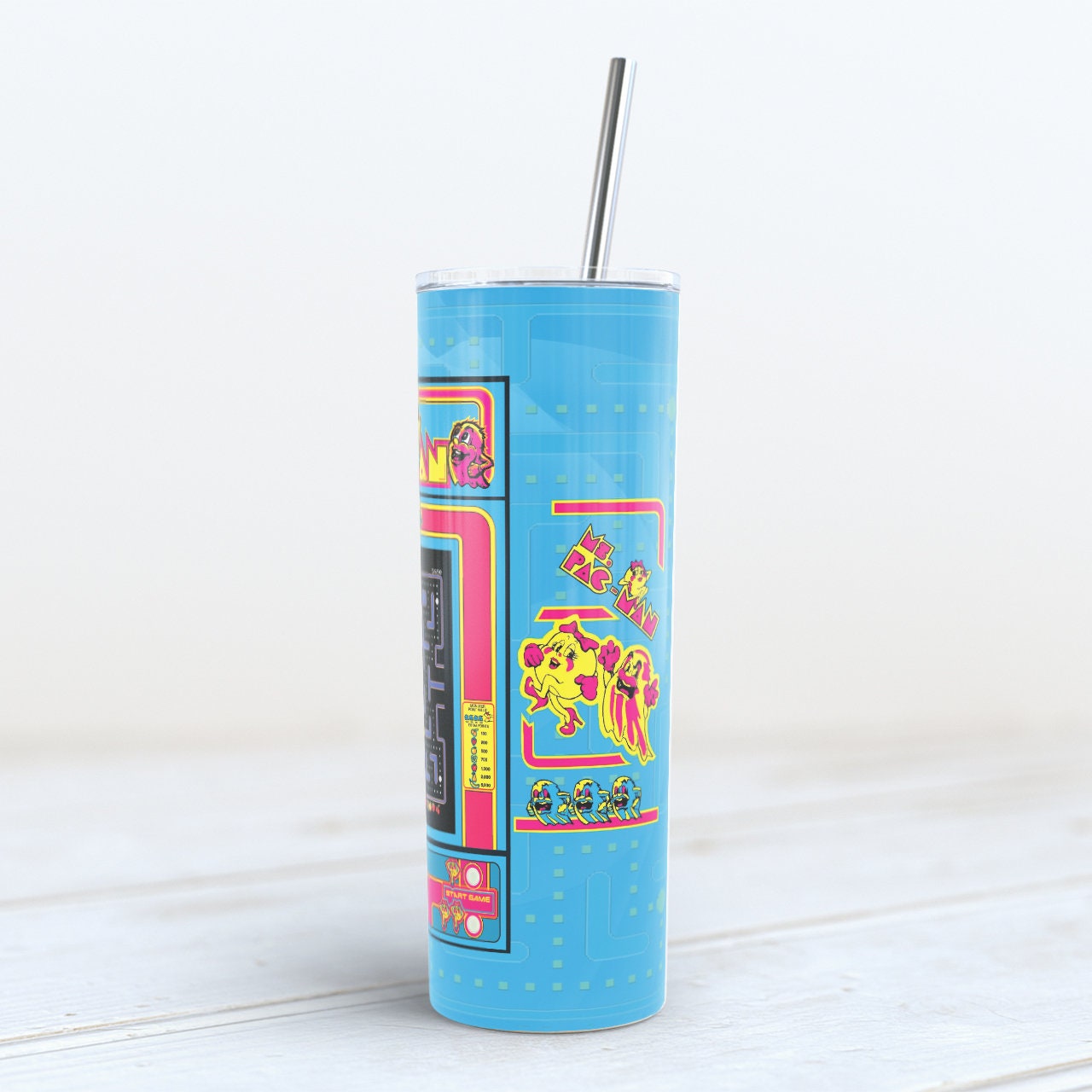 Classic Retro Arcade Ms Pac Man 3.0 Cup 20oz Skinny Tumbler - Etsy