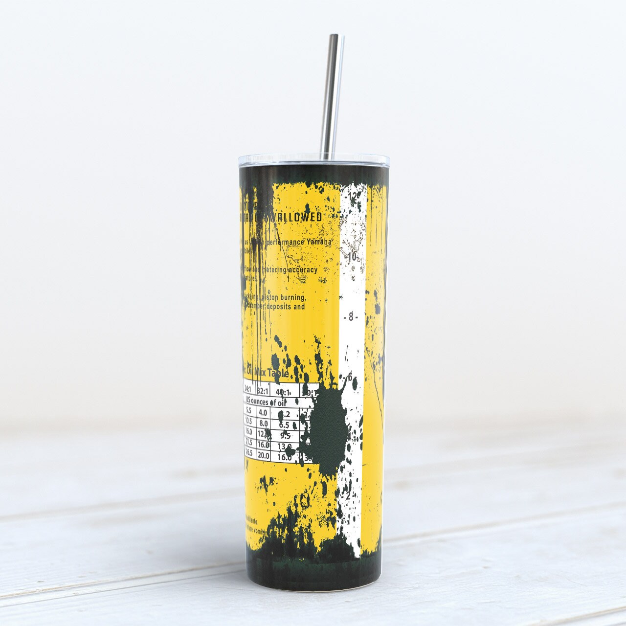Oil Covered Yamalube 2R 2-stroke Pre-mix Skinny Tumbler / 20oz ...