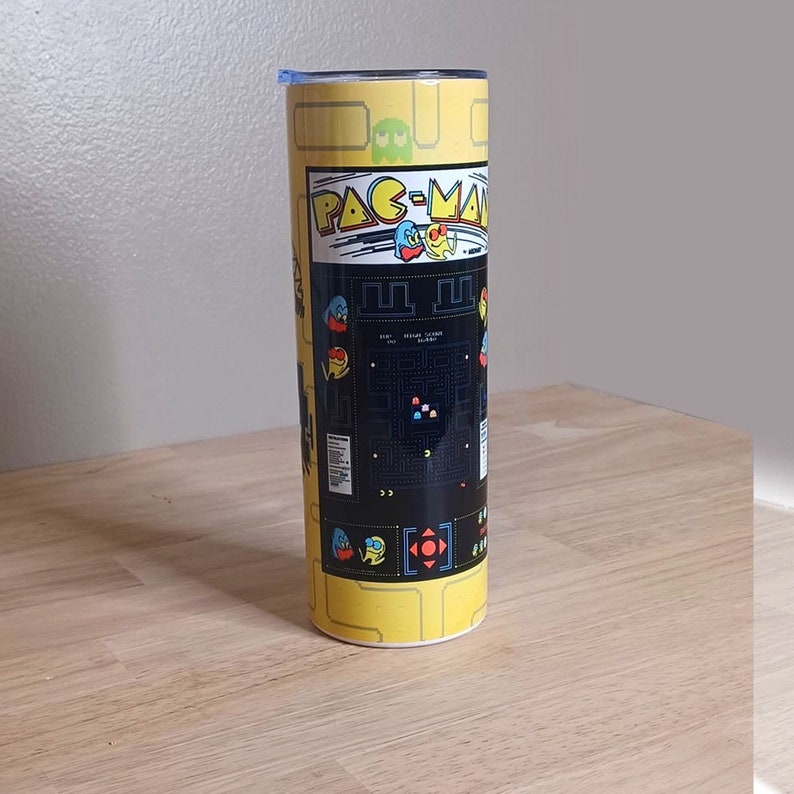 Classic Retro Arcade Pac Man Cup 20oz Skinny Tumbler - Etsy