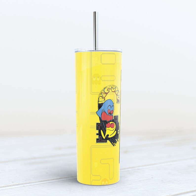 Classic Retro Arcade Pac Man Cup 20oz Skinny Tumbler - Etsy