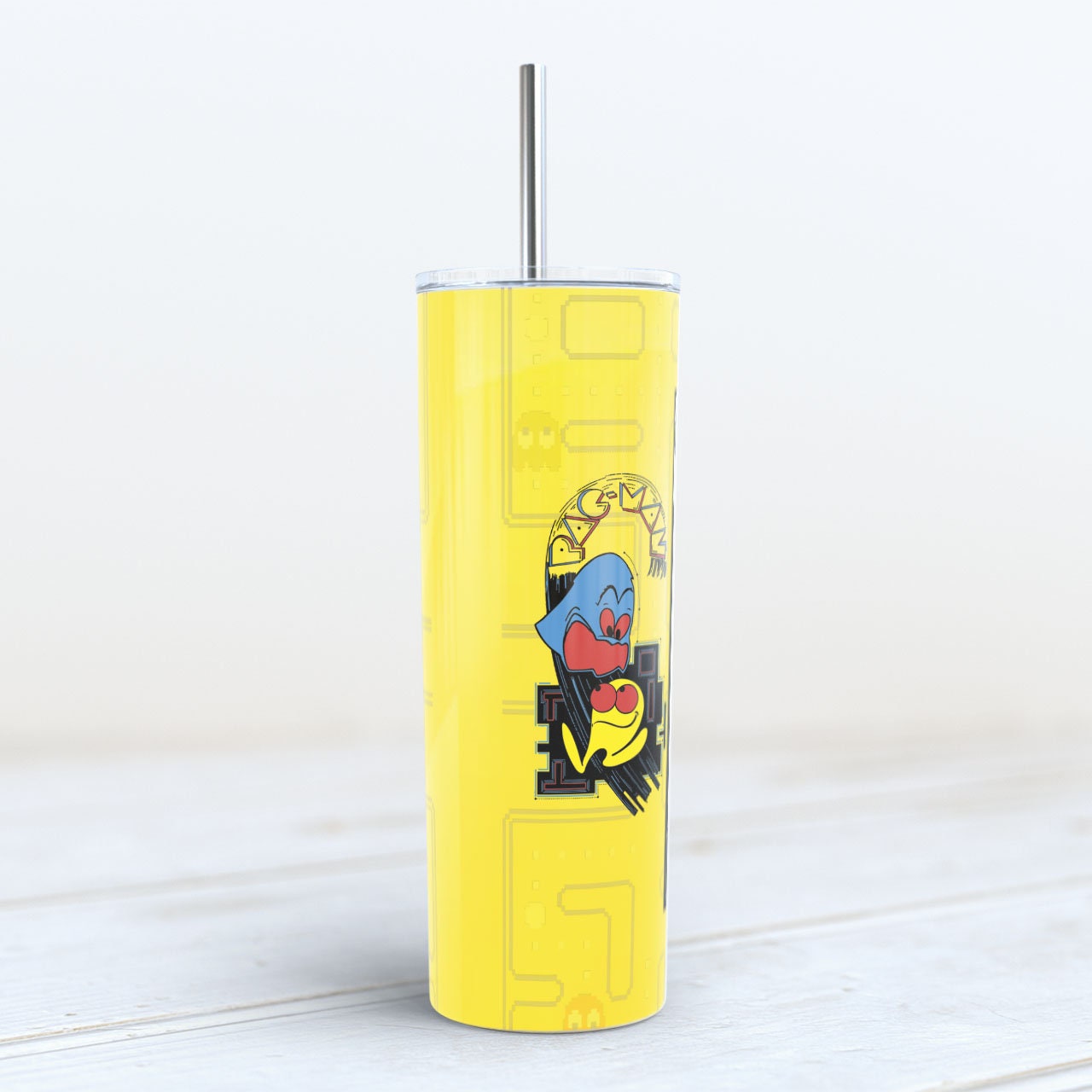 Classic Retro Arcade Pac Man Cup 20oz Skinny Tumbler - Etsy