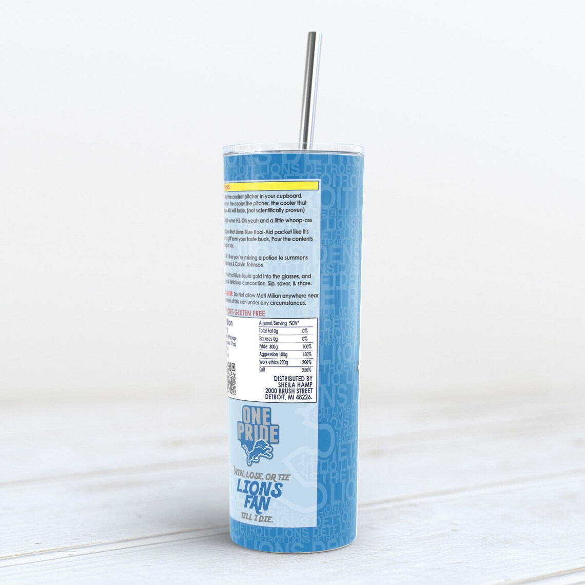 Detroit Lions Blue Kool-aid Cup 20oz Skinny Tumbler - Etsy