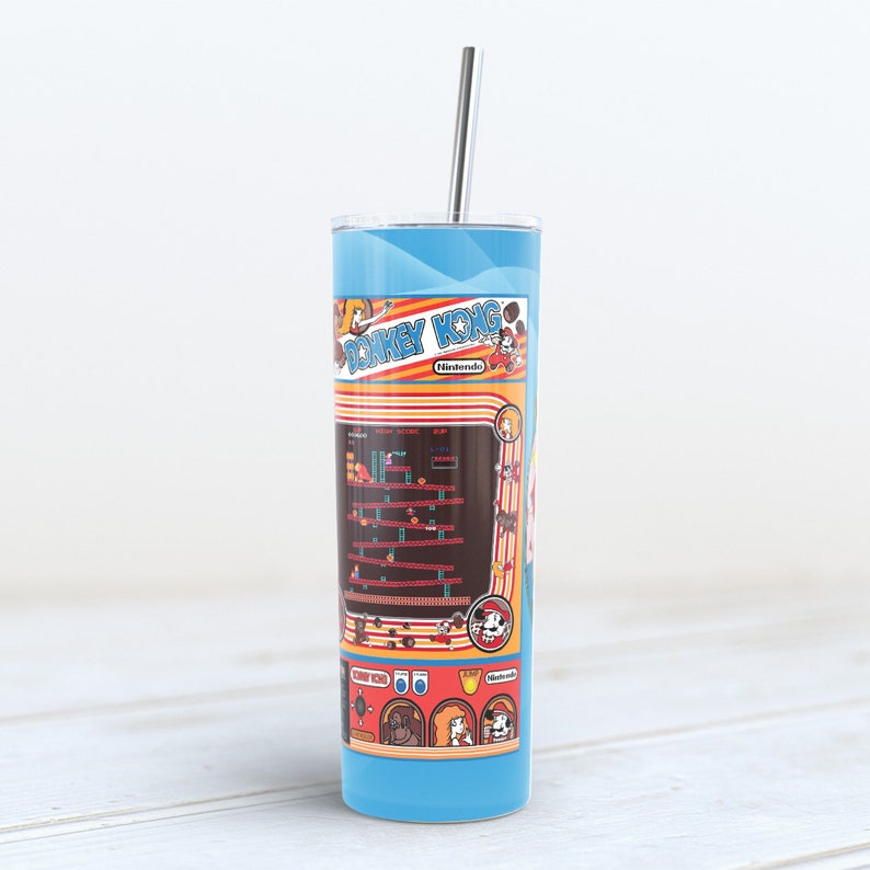 Classic Retro Arcade Machine Donkey Kong Cup 20oz Skinny Tumbler - Etsy