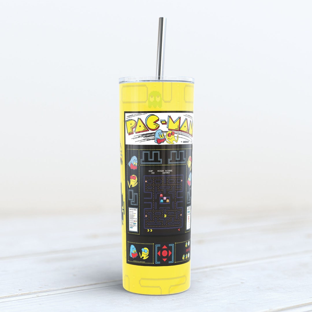 Classic Retro Arcade Pac Man Cup 20oz Skinny Tumbler - Etsy