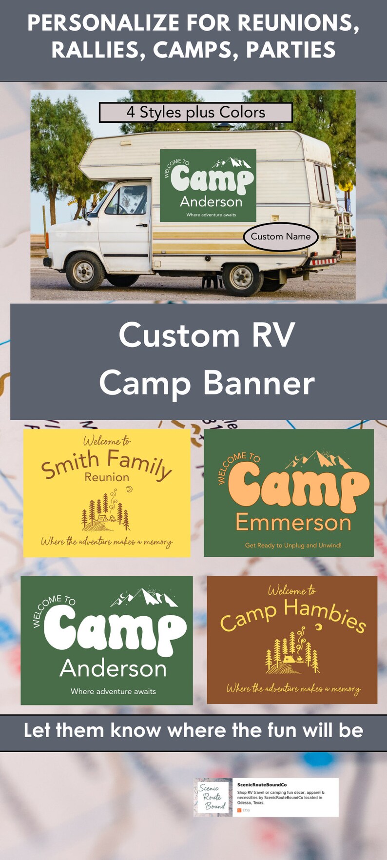 Custom Banner for Outdoor Event RV Life Rally Sign Custom Camping ...