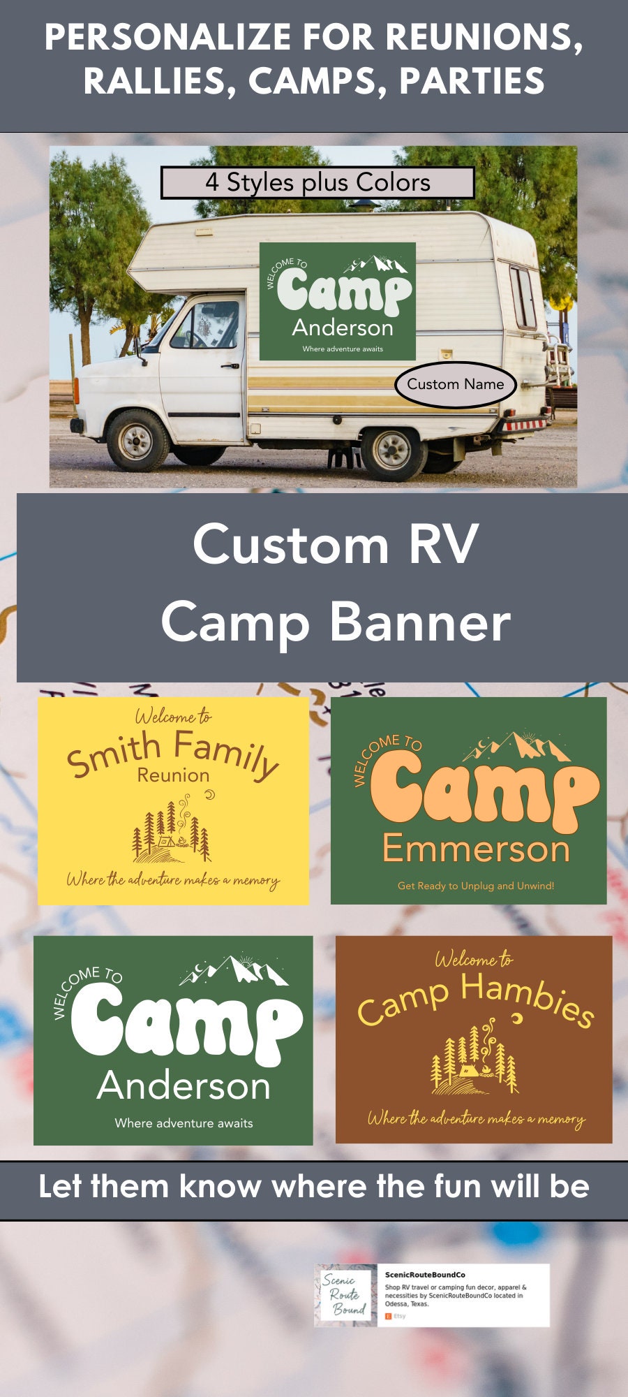 Custom Banner for Outdoor Event RV Life Rally Sign Custom Camping ...