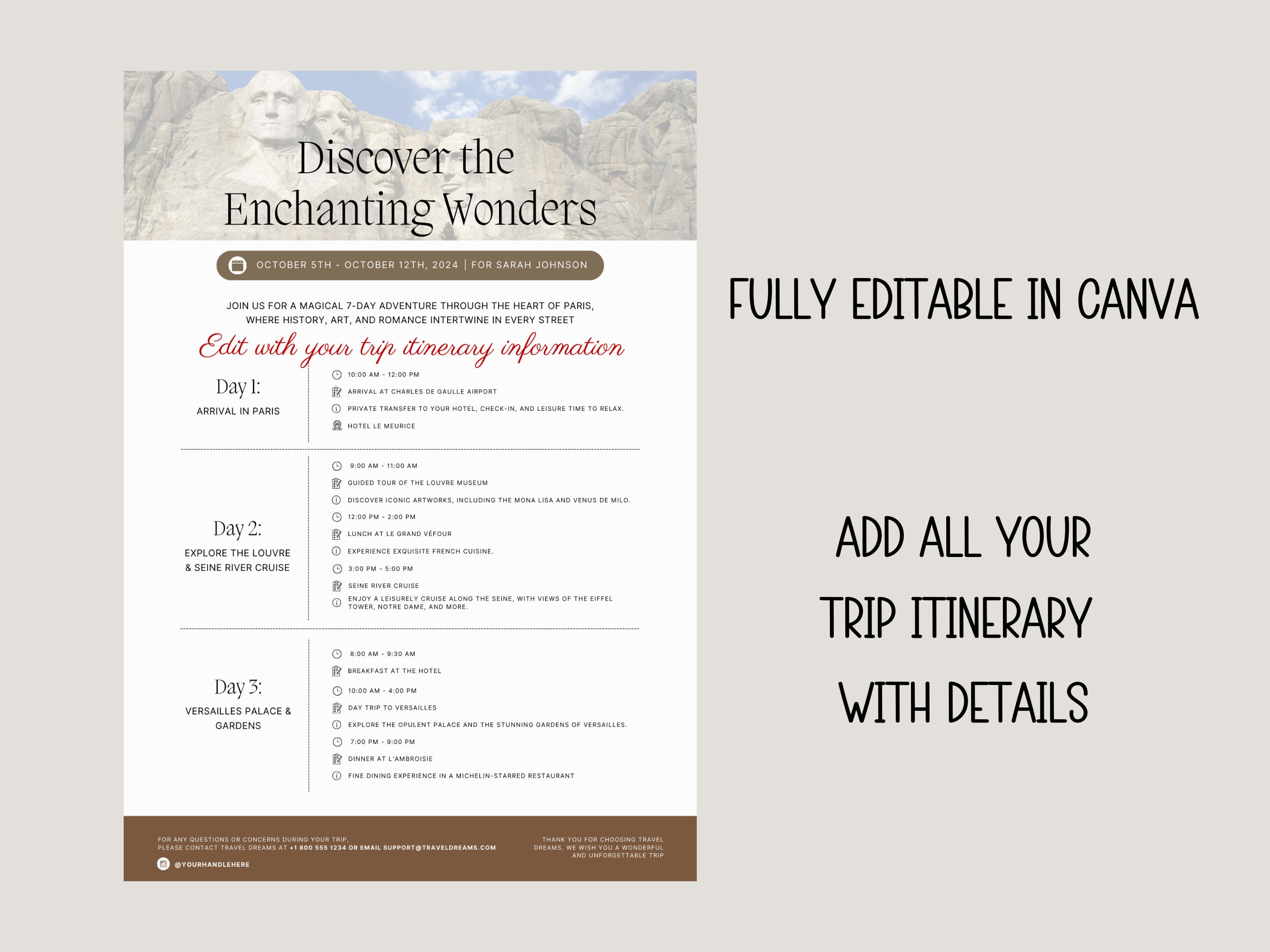 Itinerary Template Canva Editable Trip Itinerary Printable Planning ...