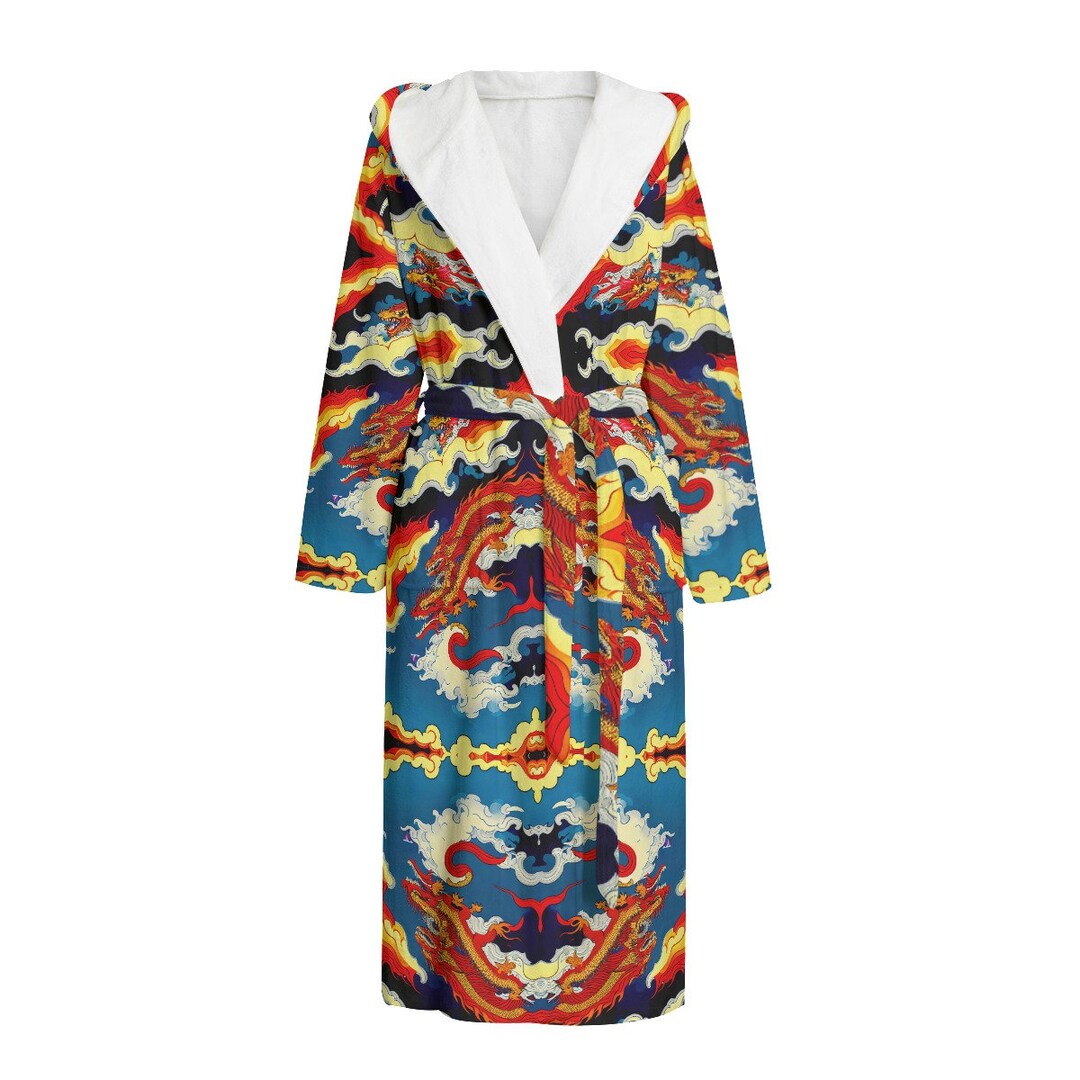 Dragon Unisex Flannel Hooded Bathrobe Plush Thick Cozy Cuddly - Etsy