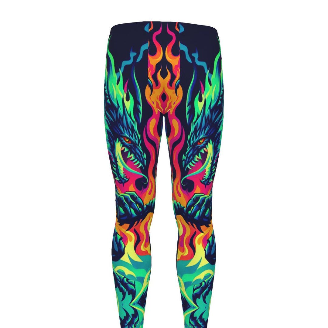 Psychedelic Electric Dragon Leggings Martial Arts Athletic Combat ...