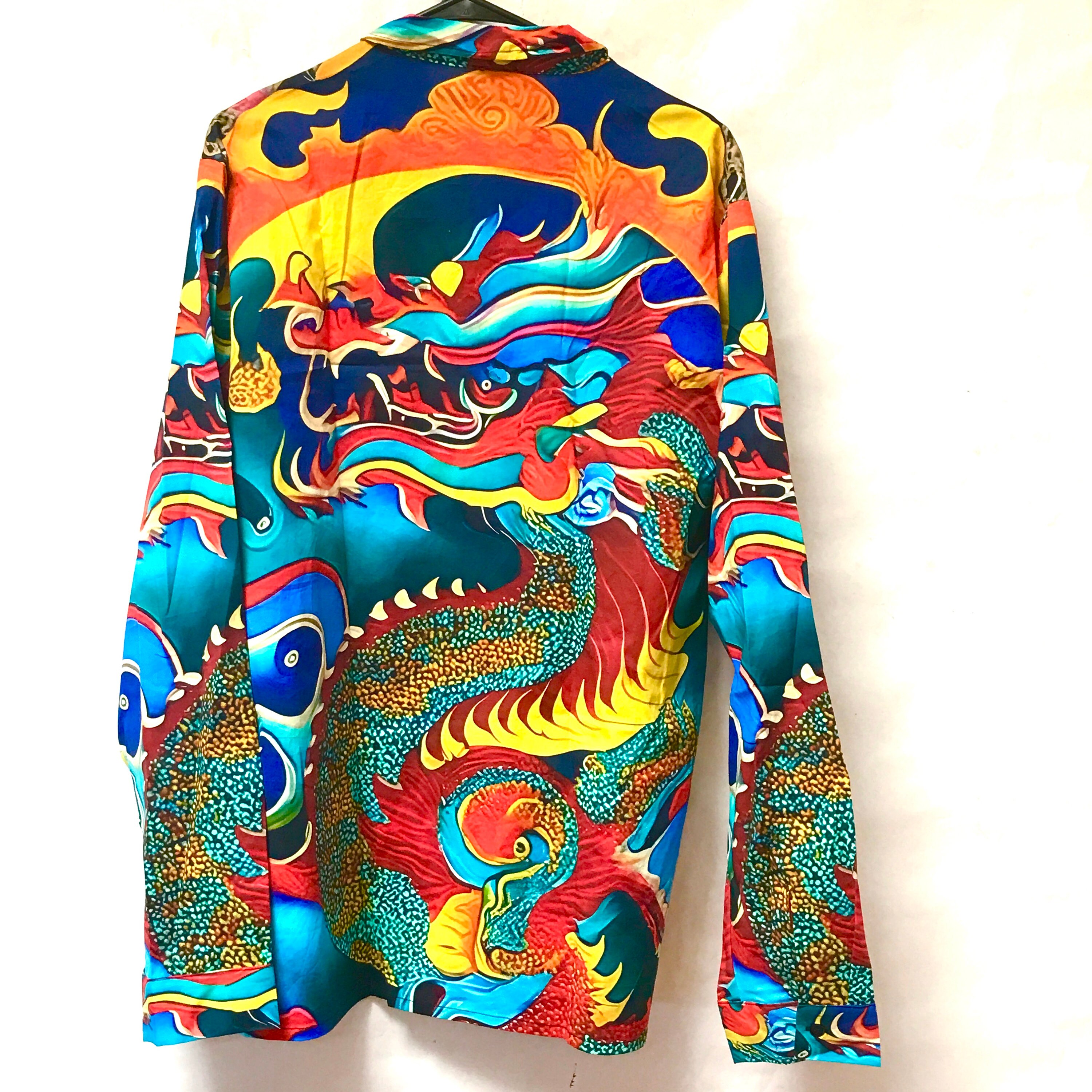 Dragon 100% Cotton Dress Shirt Long Sleeve Baroque Dragons Button up ...