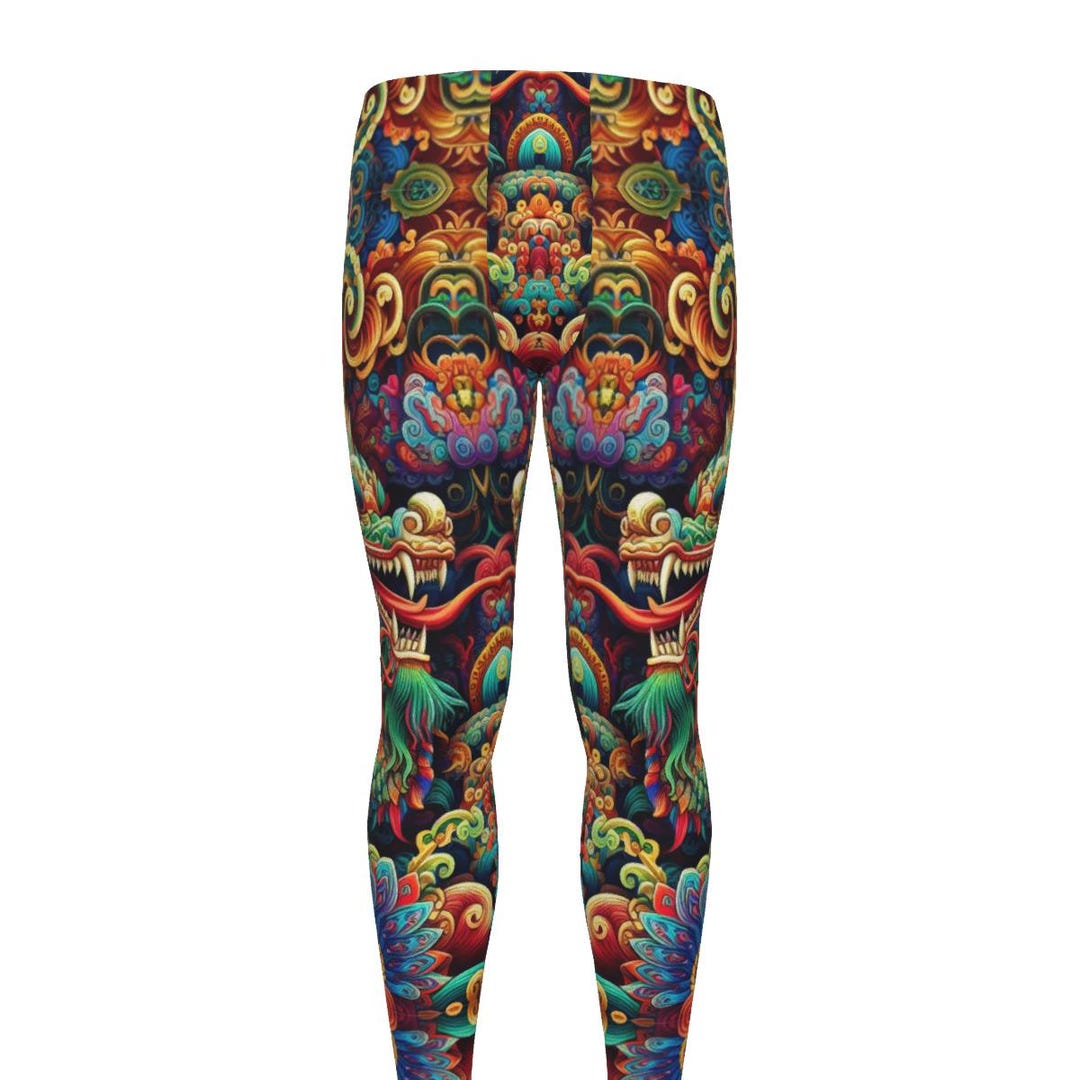Aztec Dragon Leggings Martial Arts Athletic Combat Fitness Running ...