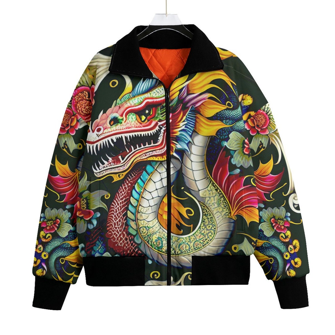Dragon Bomber Jacket Asian Men's Gift Man's Tattoo Rockabilly Biker ...