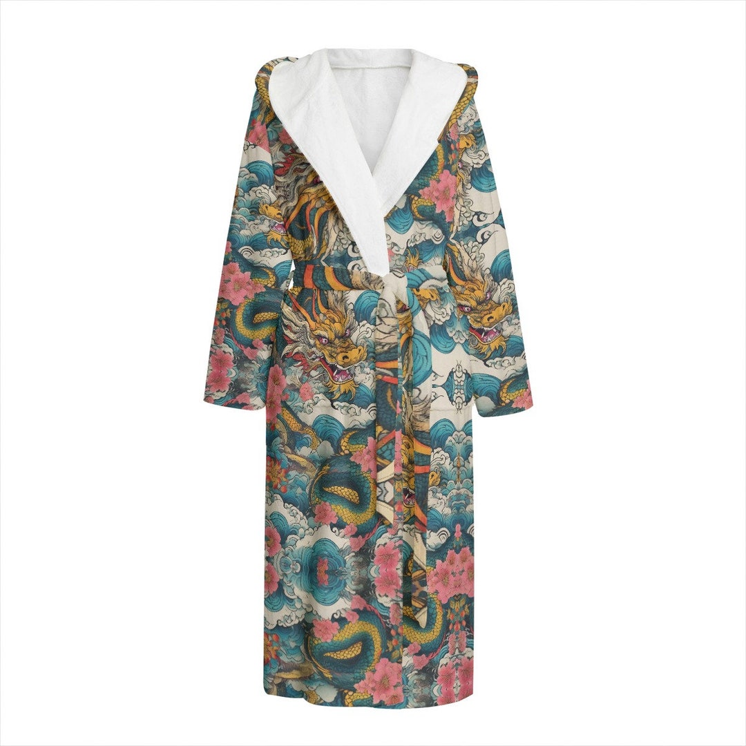 Dragon Unisex Flannel Hooded Bathrobe Plush Thick Cozy Cuddly - Etsy