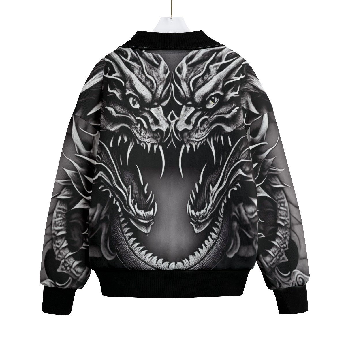 Gothic Dragon Bomber Jacket Unisex Knitted Fleece Goth Dragons Black ...