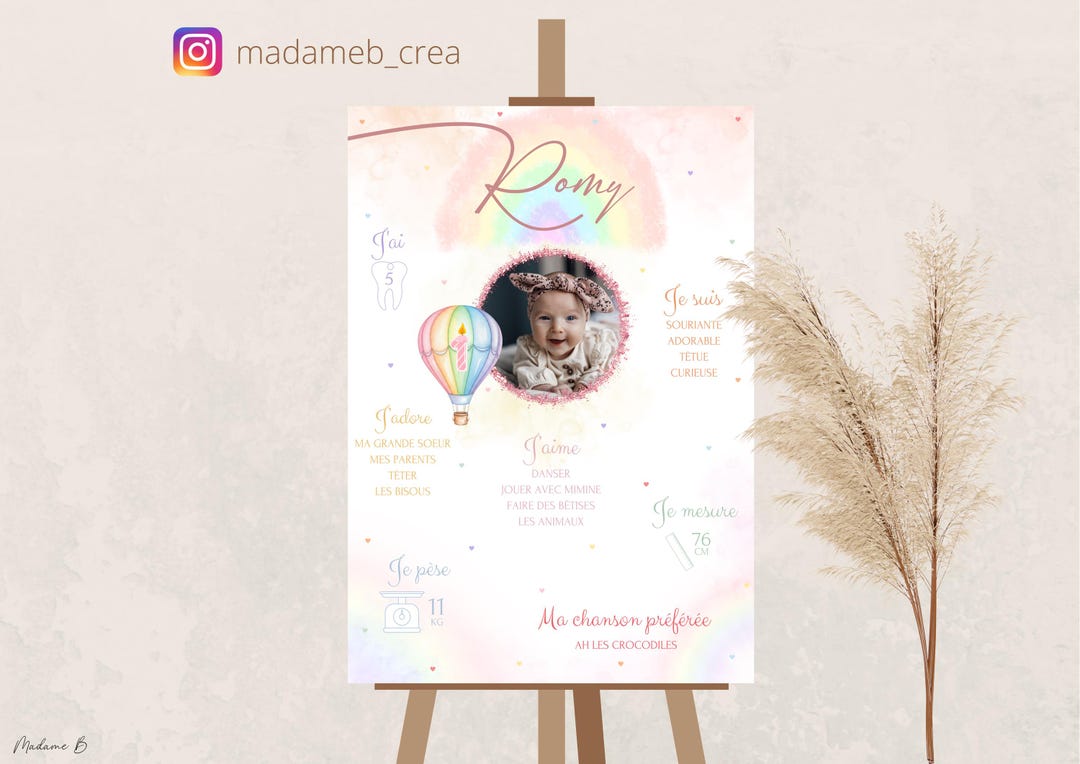 BIRTHDAY POSTER - Romy Rainbow Heart-colored Model - Etsy