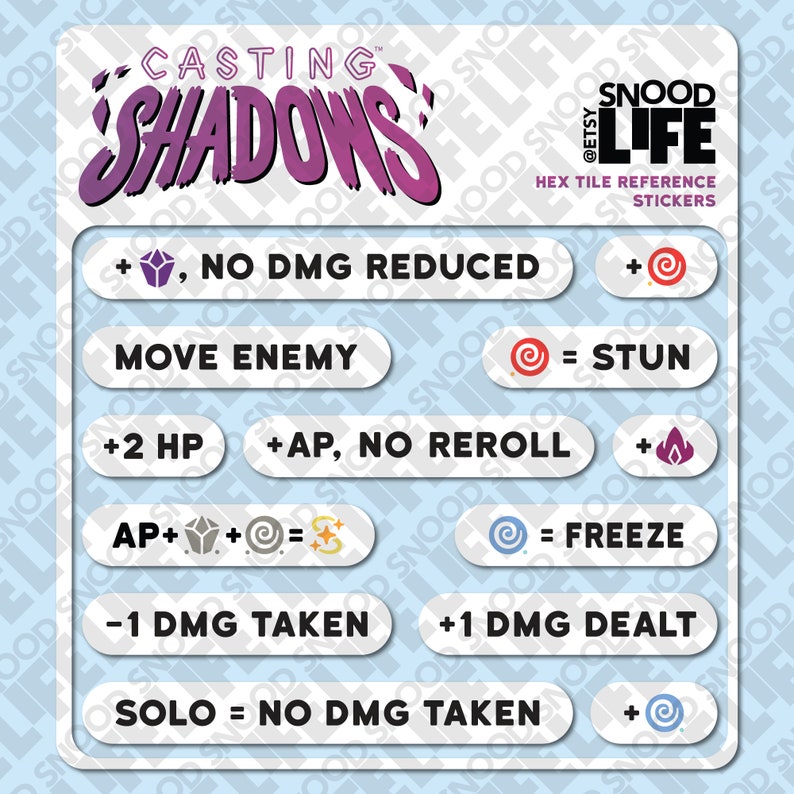 Casting Shadows Hex Tile Reference Stickers KSE Ice Storm - Etsy