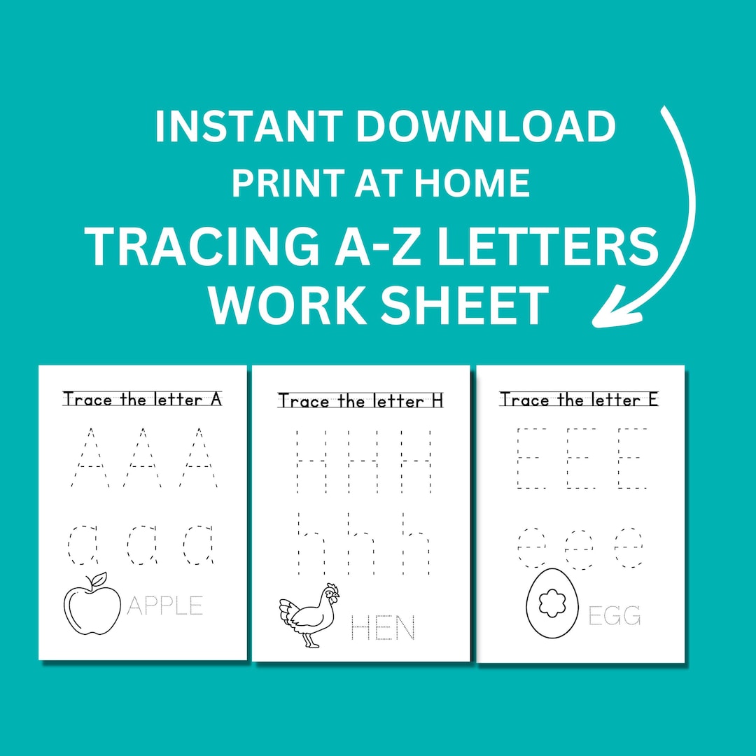 Pintable Worksheet Bundle Preschool Tracing Alphabet Letters A-Z ...