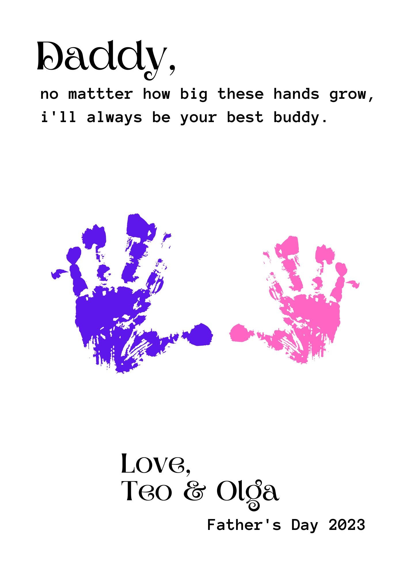 Daddy Handprint Craft| Father's Day Printable| Baby Handprint Art ...
