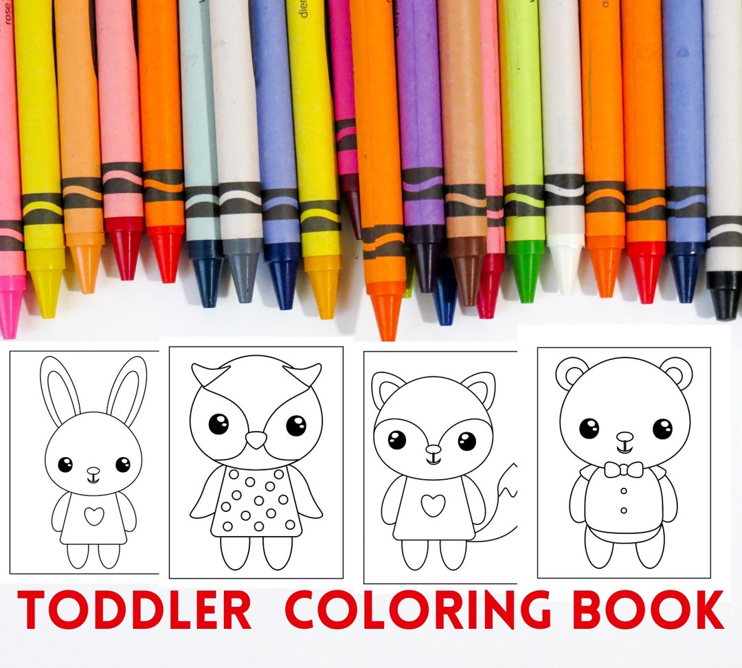 Toddler Coloring Book, Cute Animals and Simple, Instant Download Book ...