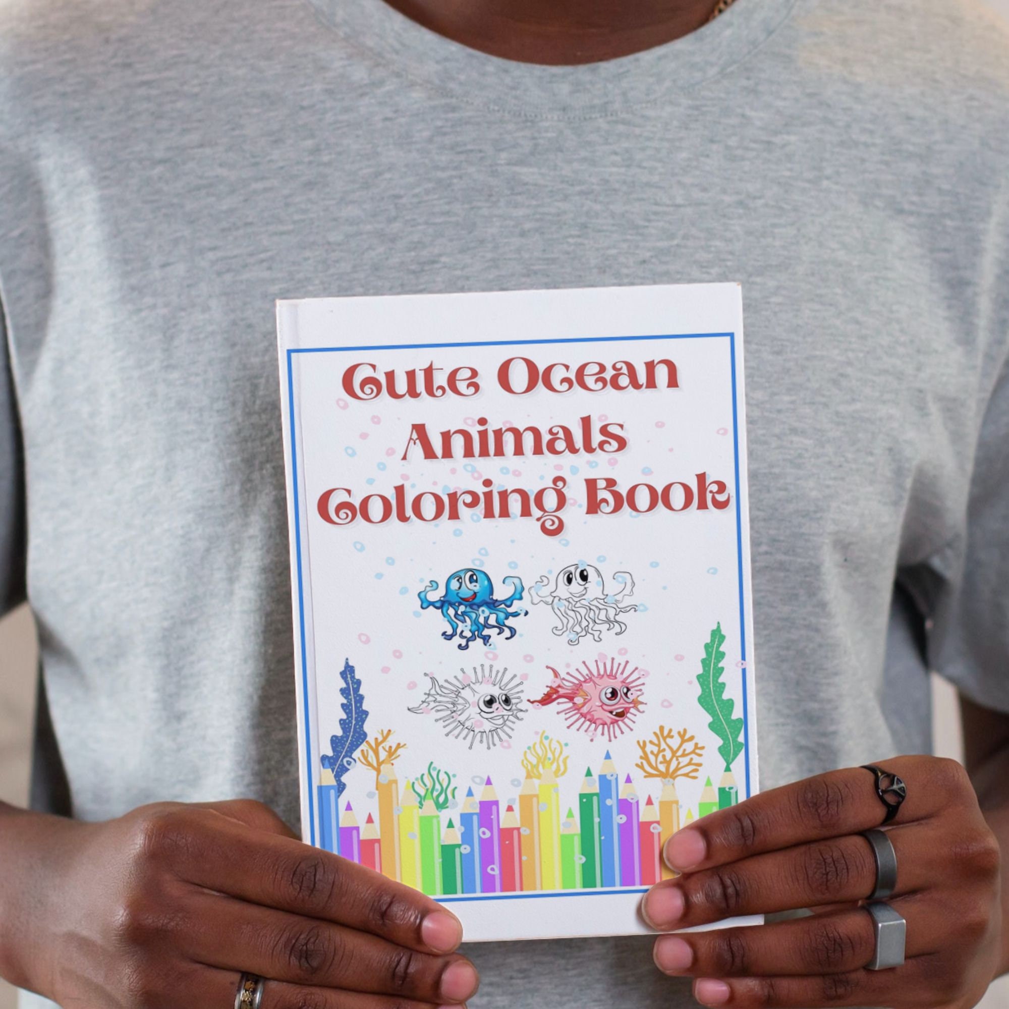 Coloring Book Ocean Cute Animals Digital Coloring Book Kids 4-8 Boy and ...